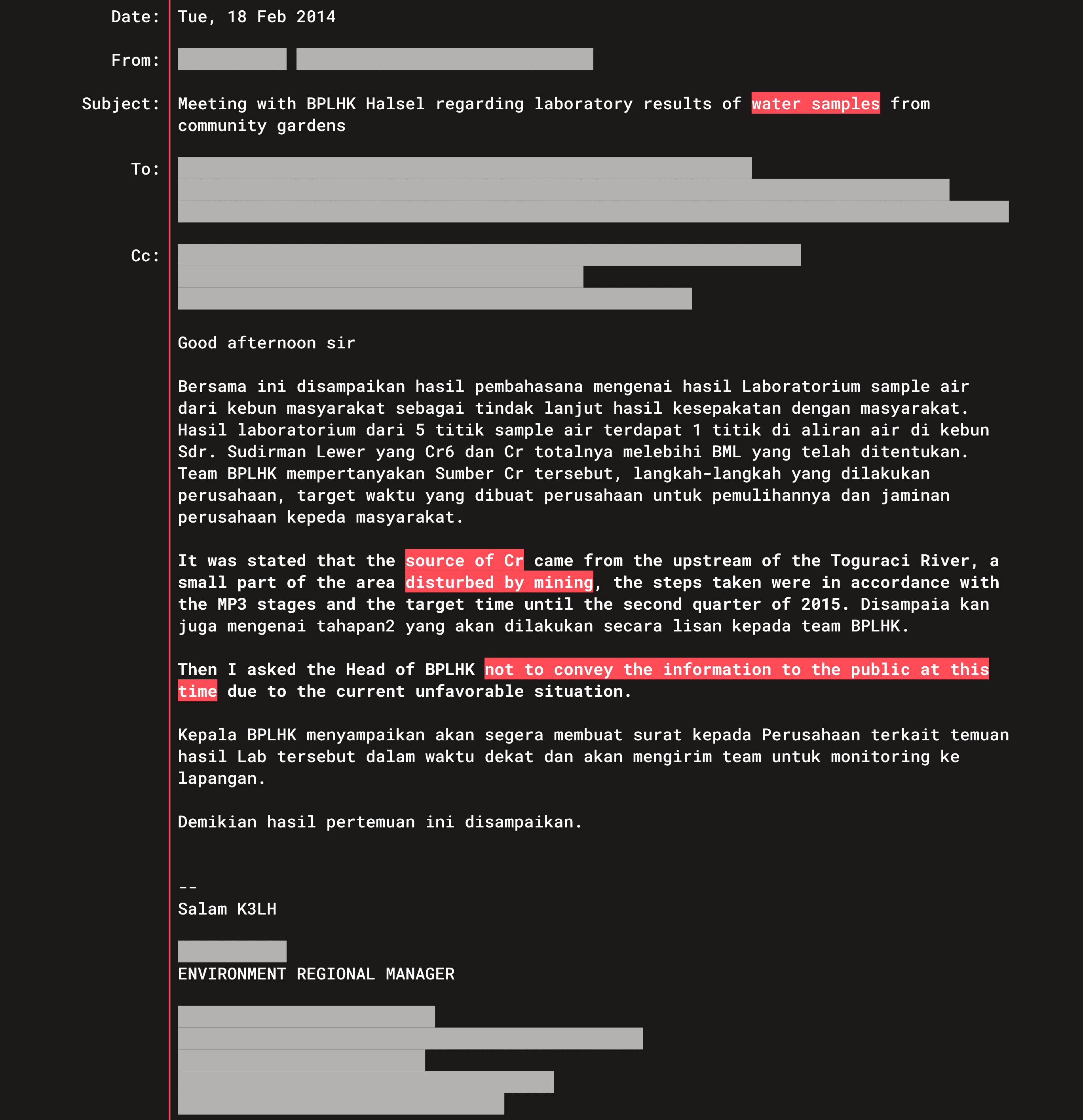 Major Nickel Supplier Harita Knew About Water Contamination at ...